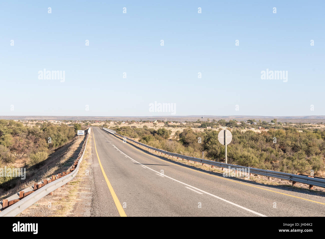 A bridge on the N8-road over the Vaal River with Schmidtsfrift, a ...