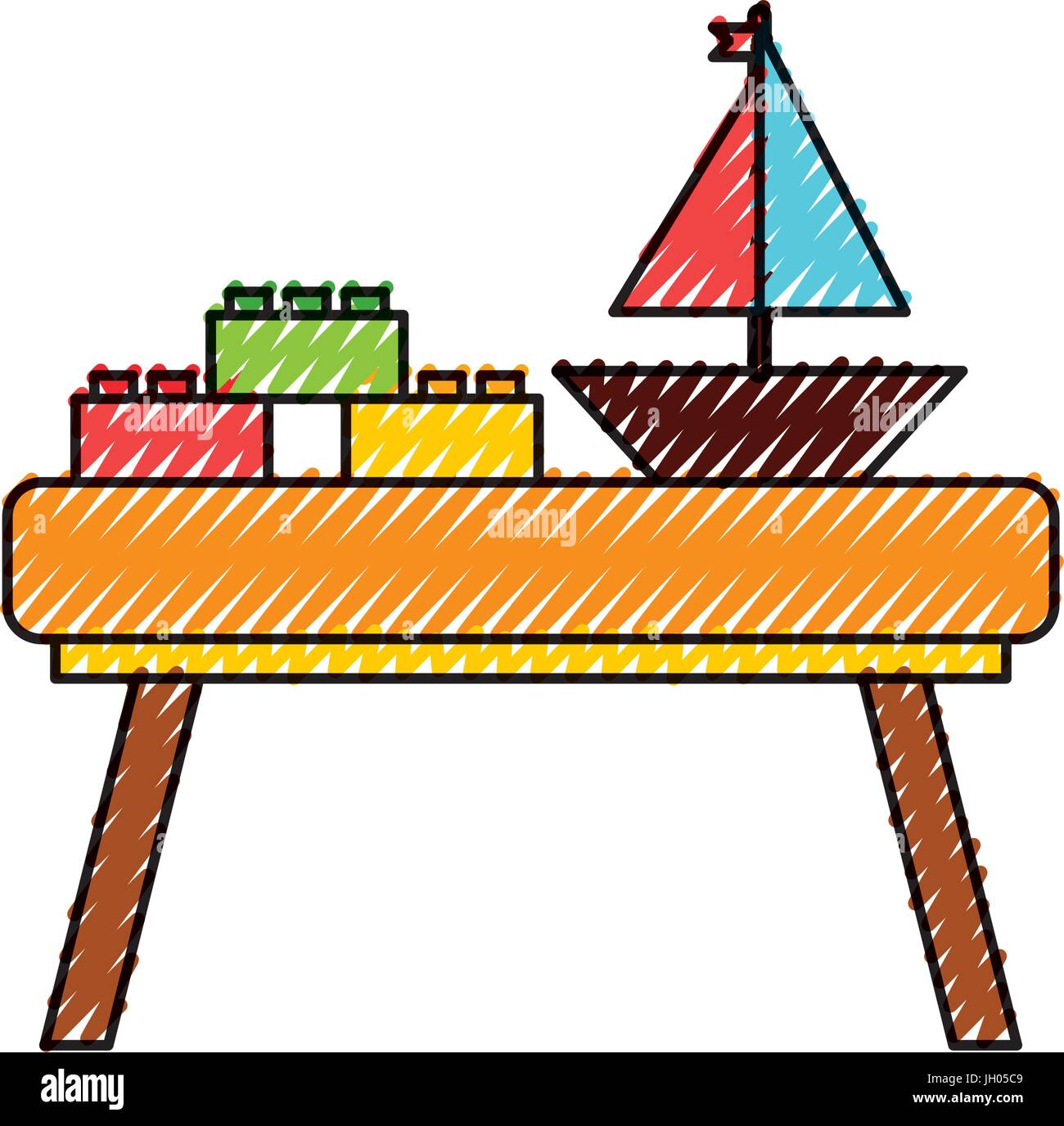 table wooden with toys Stock Vector Image & Art - Alamy