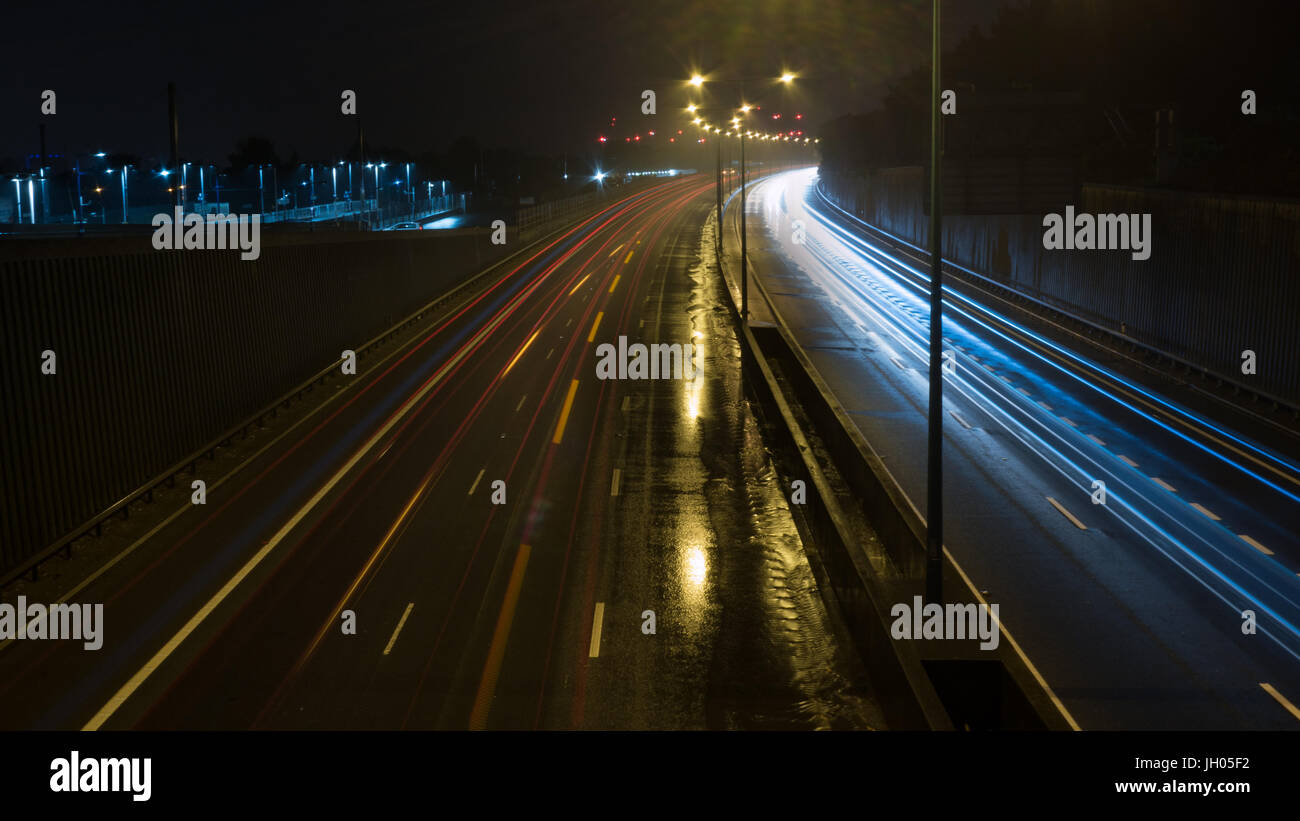 Light trails on motorway hi-res stock photography and images - Alamy