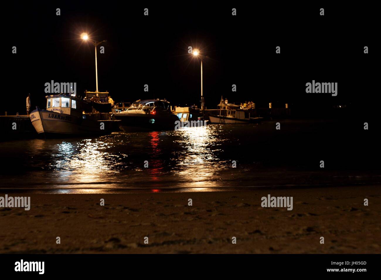Beach at Night, Boats, Ilha Grande, Rio de Janeiro, Brazil Stock Photo ...