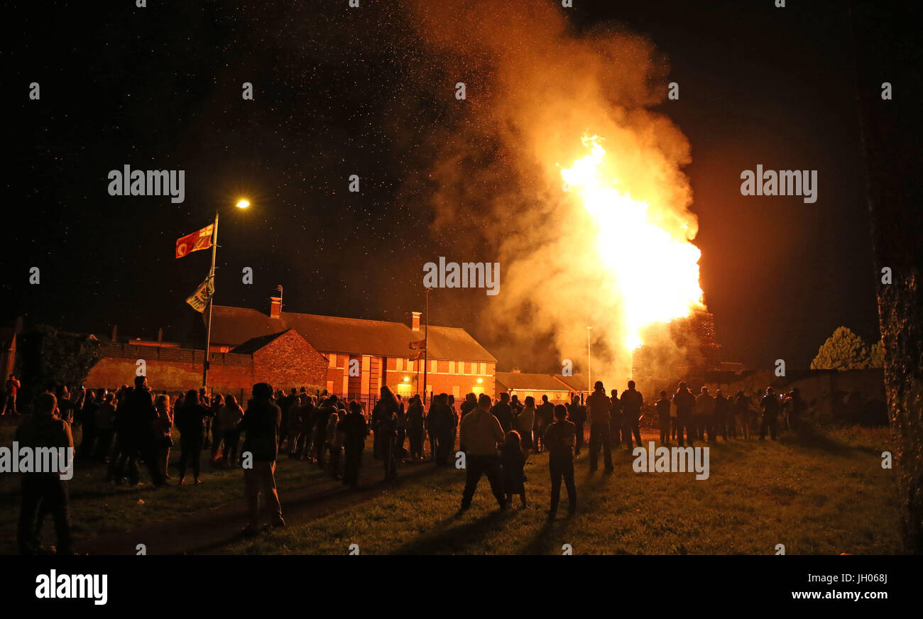 A bonfire at Ravenscroft Avenue in Belfast is lit ahead of the key date ...