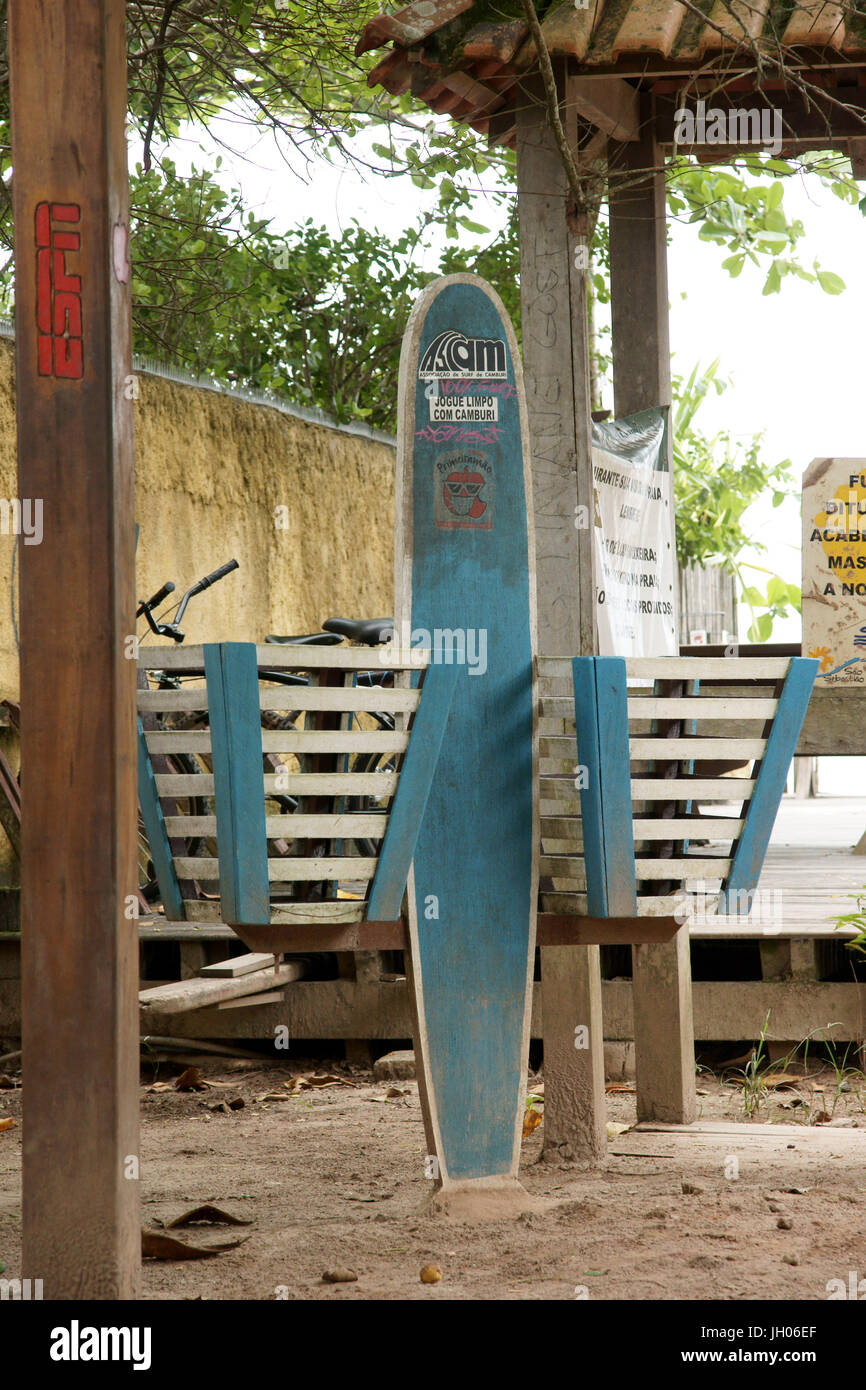 Board, Garbage cans, North coast, Camburi, São Paulo, Brazil Stock ...