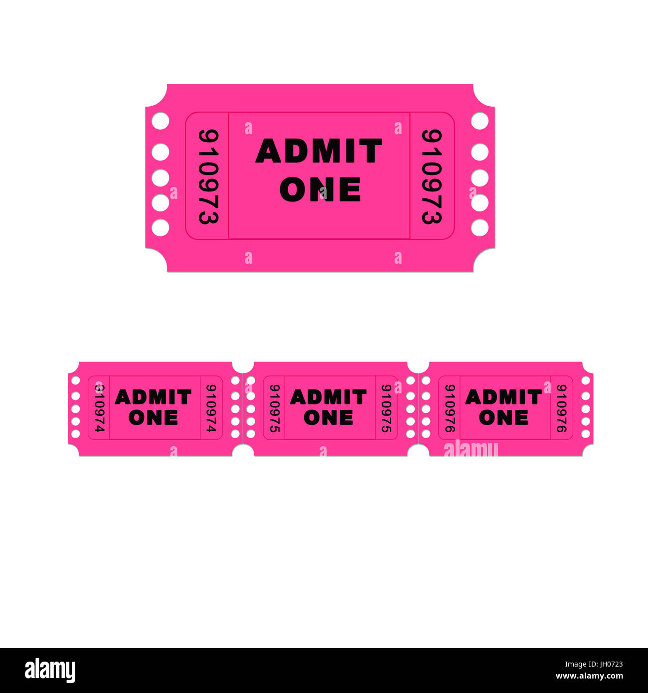 A pink admit one ticket isolated on a white background - illustration ...