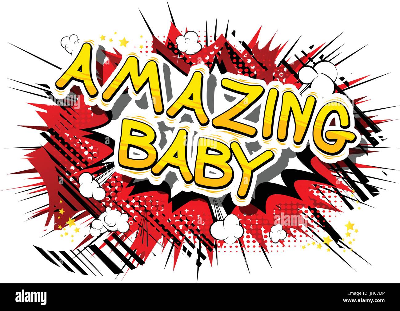 Amazing Baby - Comic book style phrase on abstract background Stock ...