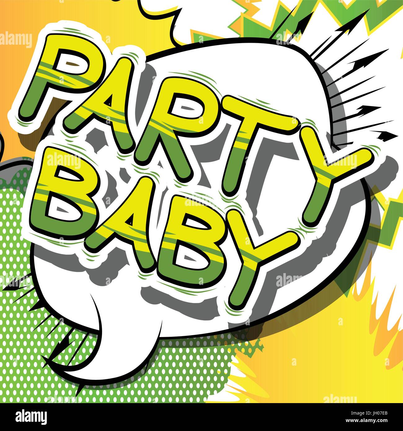 Party Baby - Comic book style phrase on abstract background Stock ...