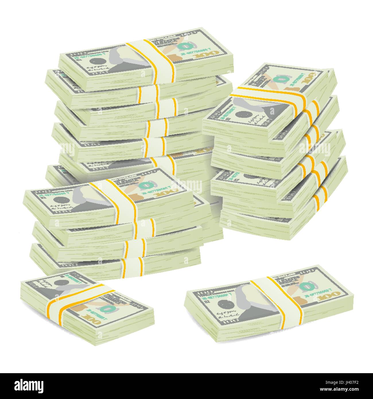 Money Stacks Vector. Realistic Concept. 3D Dollar Banknotes. Cash ...