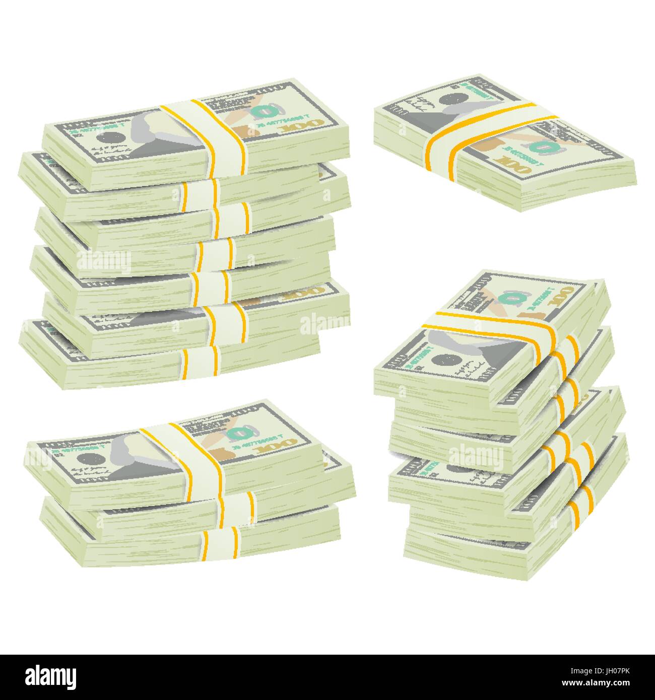 Realistic Dollar Stacks Vector. Banknotes. Money Bill Isolated ...