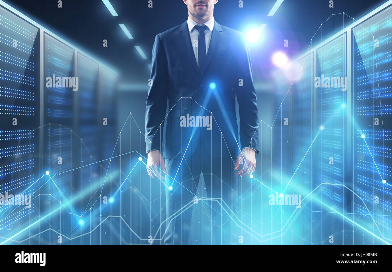 businessman with virtual diagram charts Stock Photo - Alamy