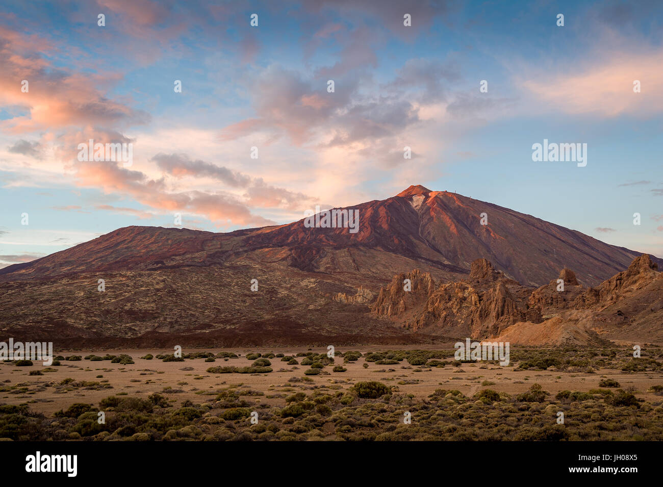 Volcanic valley landscape at sunset Stock Photo - Alamy