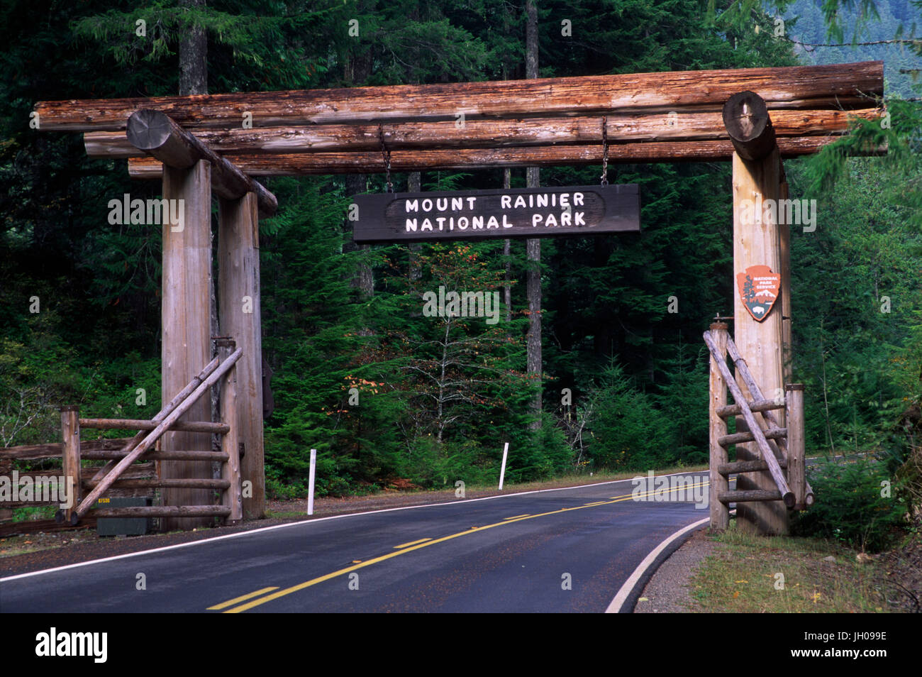Entrance arch, Mt Rainier National Park, Washington Stock Photo - Alamy