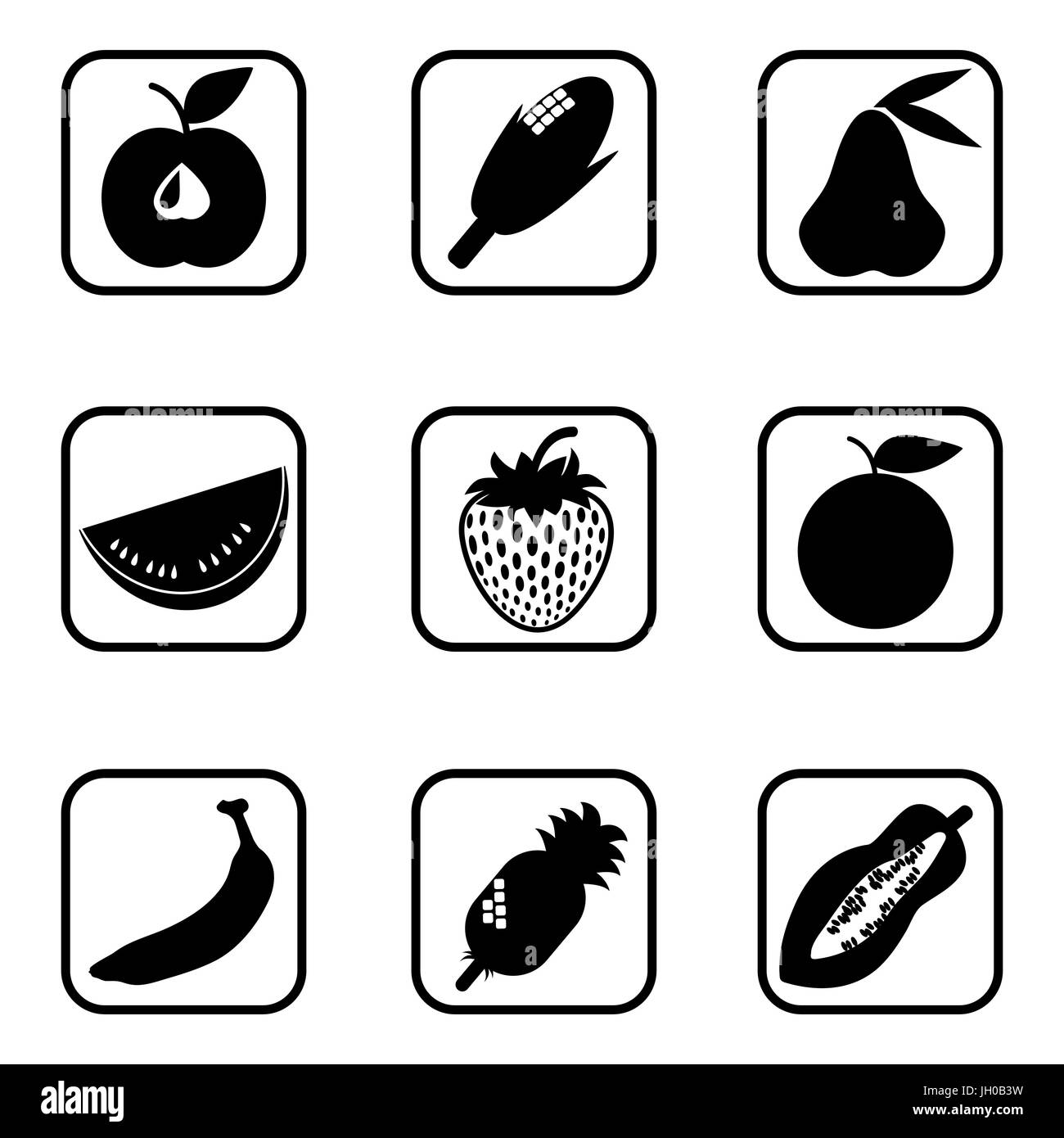 Fruit icons on white background. Vector illustration Stock Vector Image ...