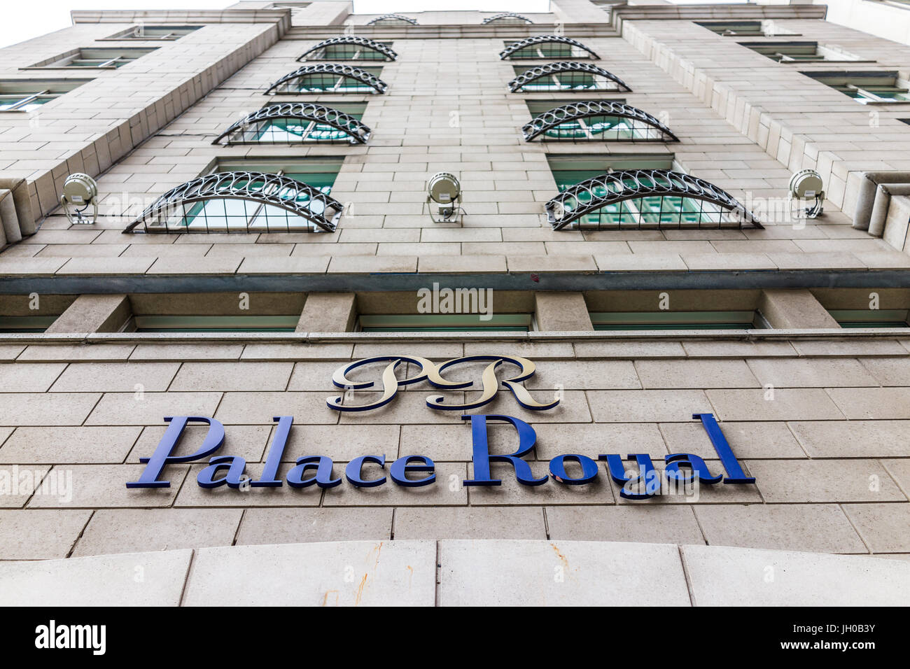 Quebec City, Canada - May 29, 2017: Hotel Palace Royal blue sign and ...