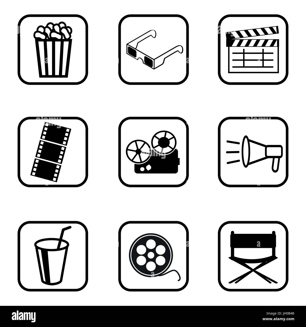 Movie icons set on white background. Vector illustration Stock Vector ...