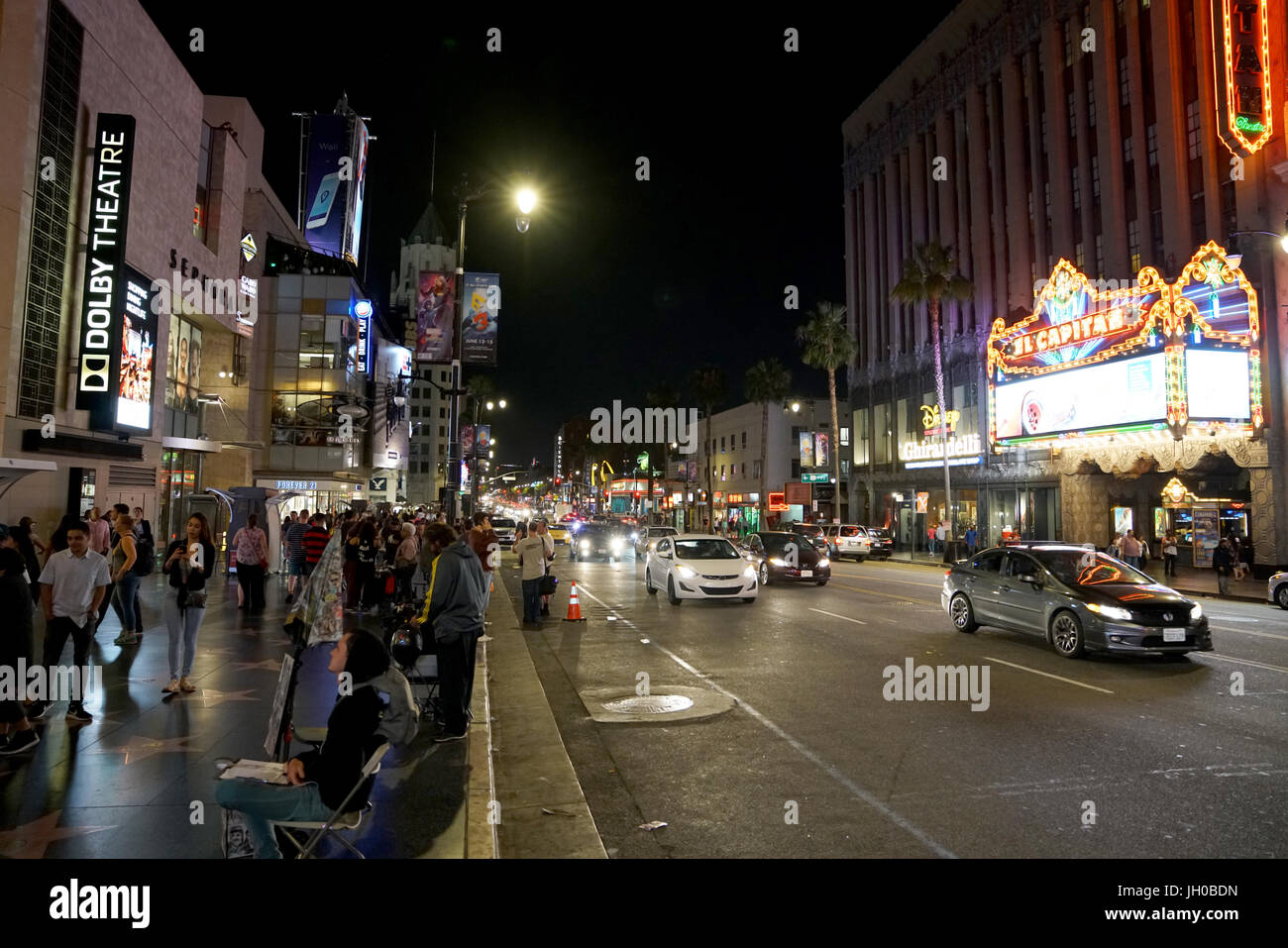 Los Angeles, California, USA: Hollywood Boulevard and the Hollywood ...