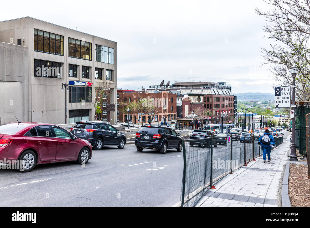 Quebec City, Canada - May 29, 2017: Traffic with cars with people ...