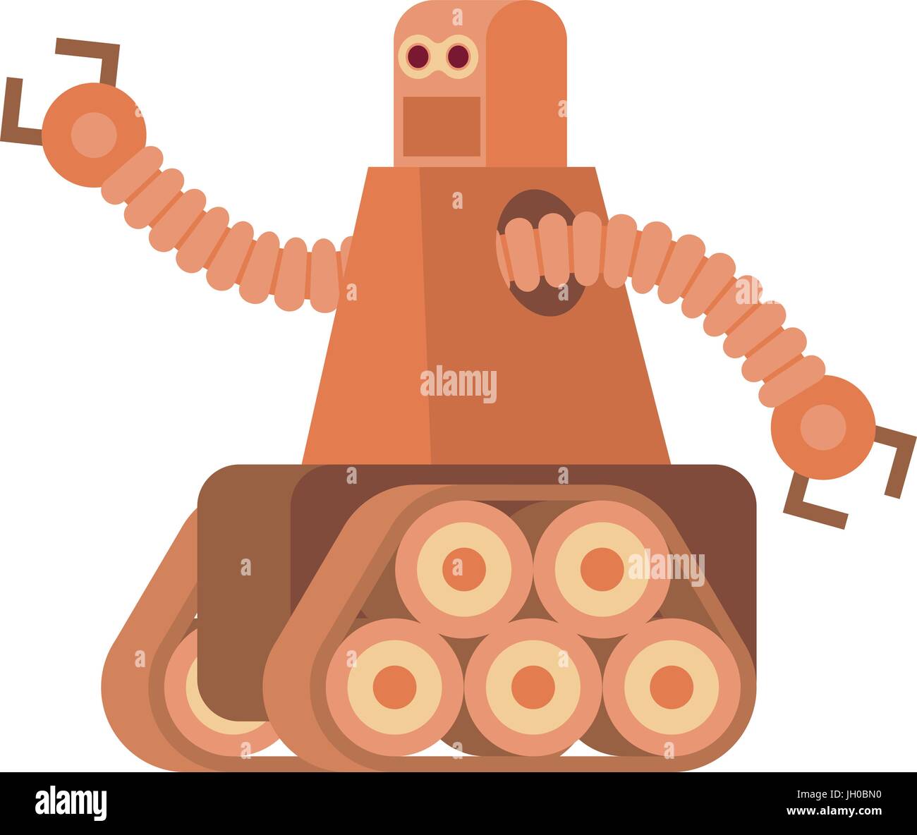 Robot with caterpillar track icon, cartoon style Stock Vector Image ...