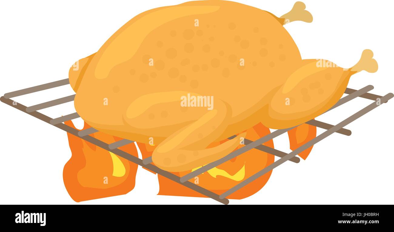 Chiken cooked on a barbecue icon, cartoon style Stock Vector Image ...