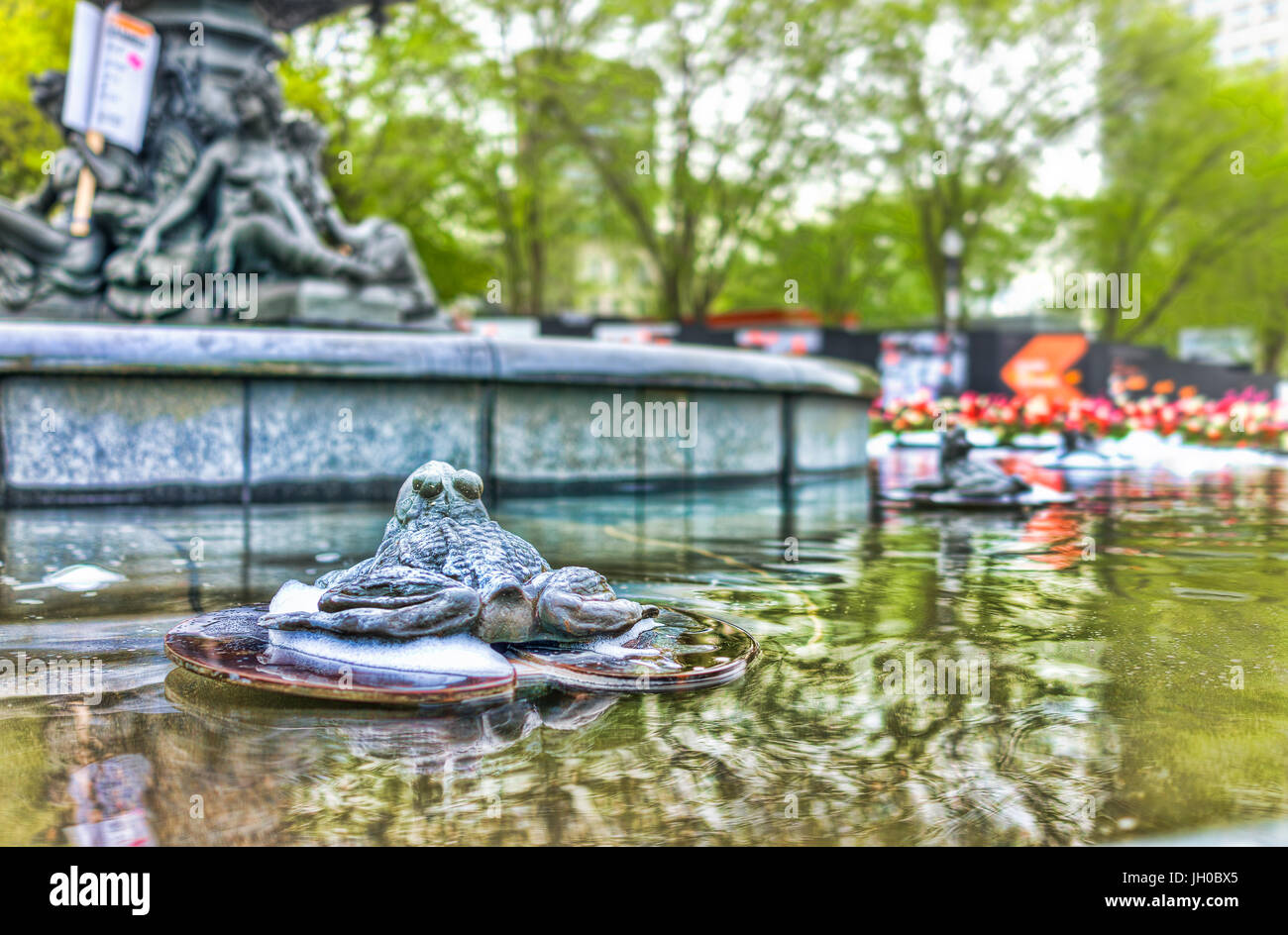 Quebec City, Canada - May 29, 2017: Closeup of floating toad sculpture ...