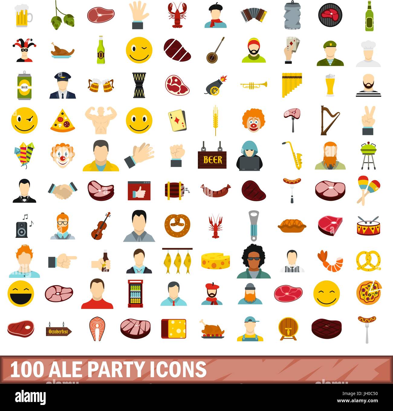 100 ale party icons set, flat style Stock Vector Image & Art - Alamy