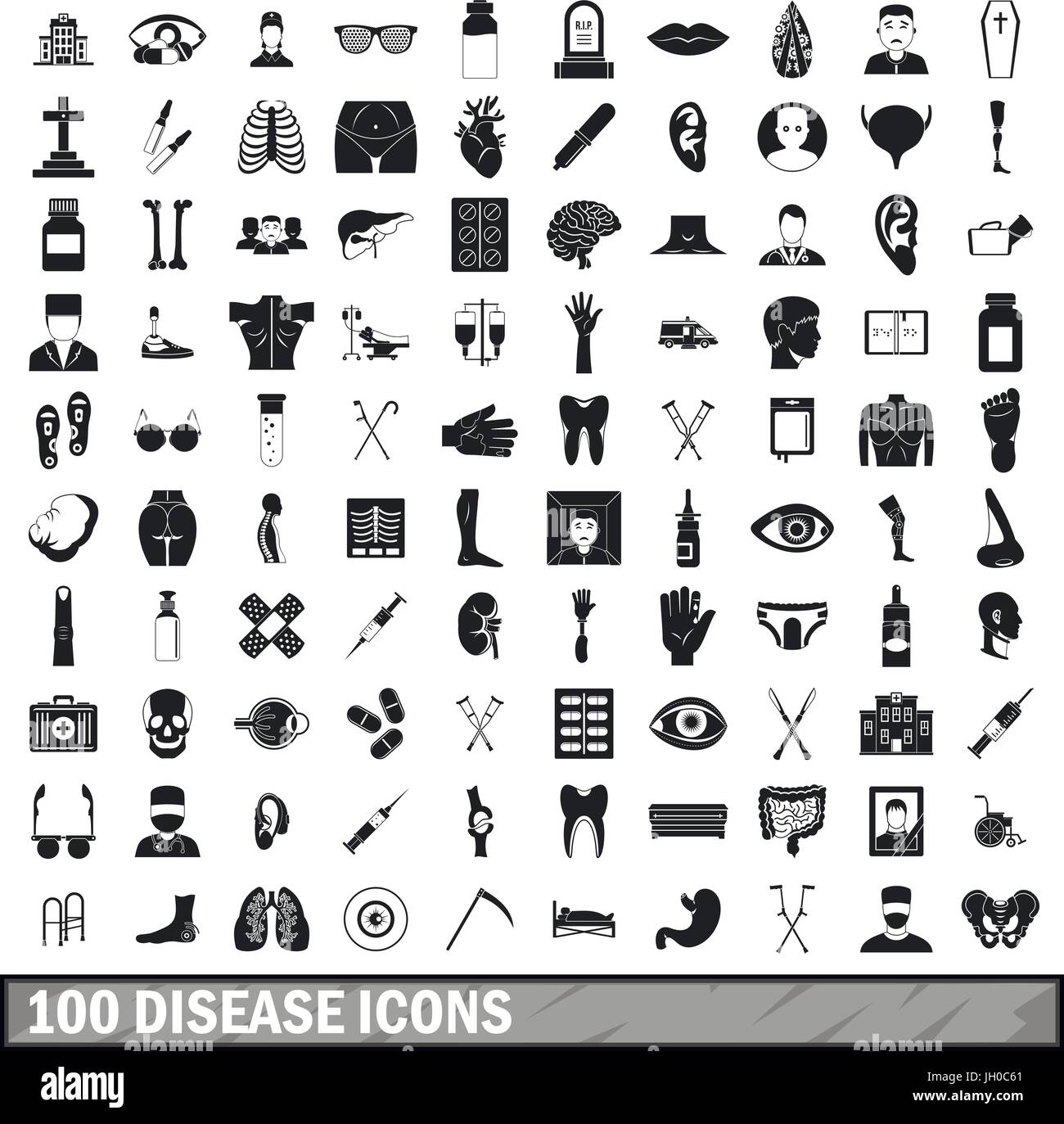 100 disease icons set, simple style Stock Vector Image & Art - Alamy