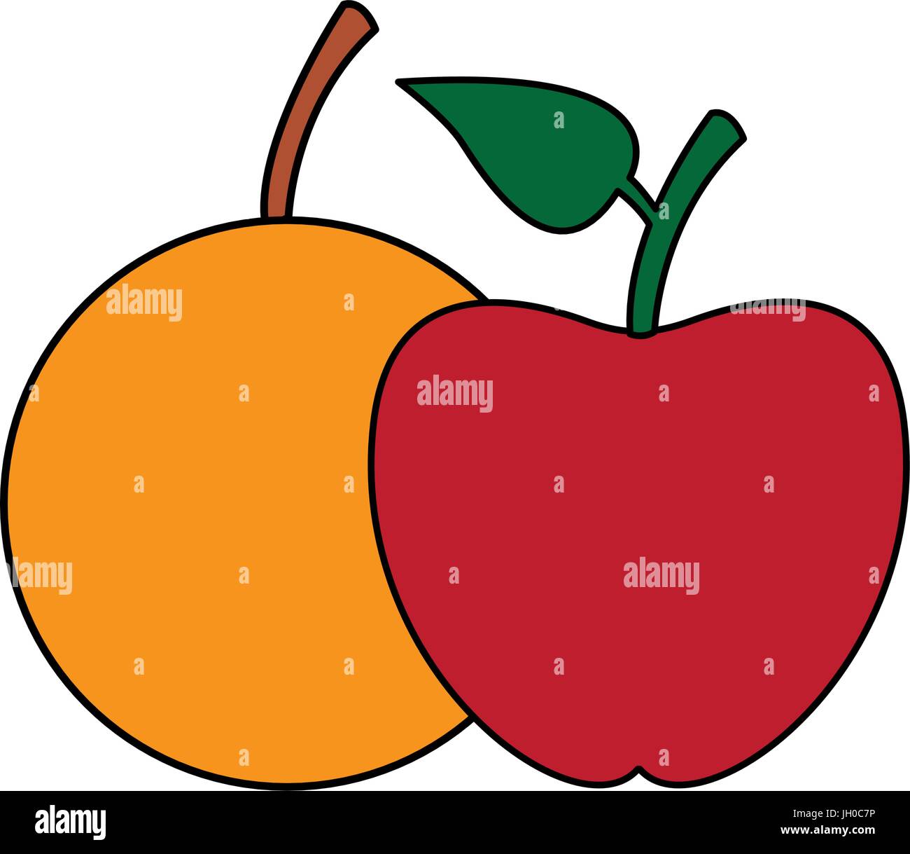 apple and orange fruit nutrition diet vitamins Stock Vector Image & Art ...