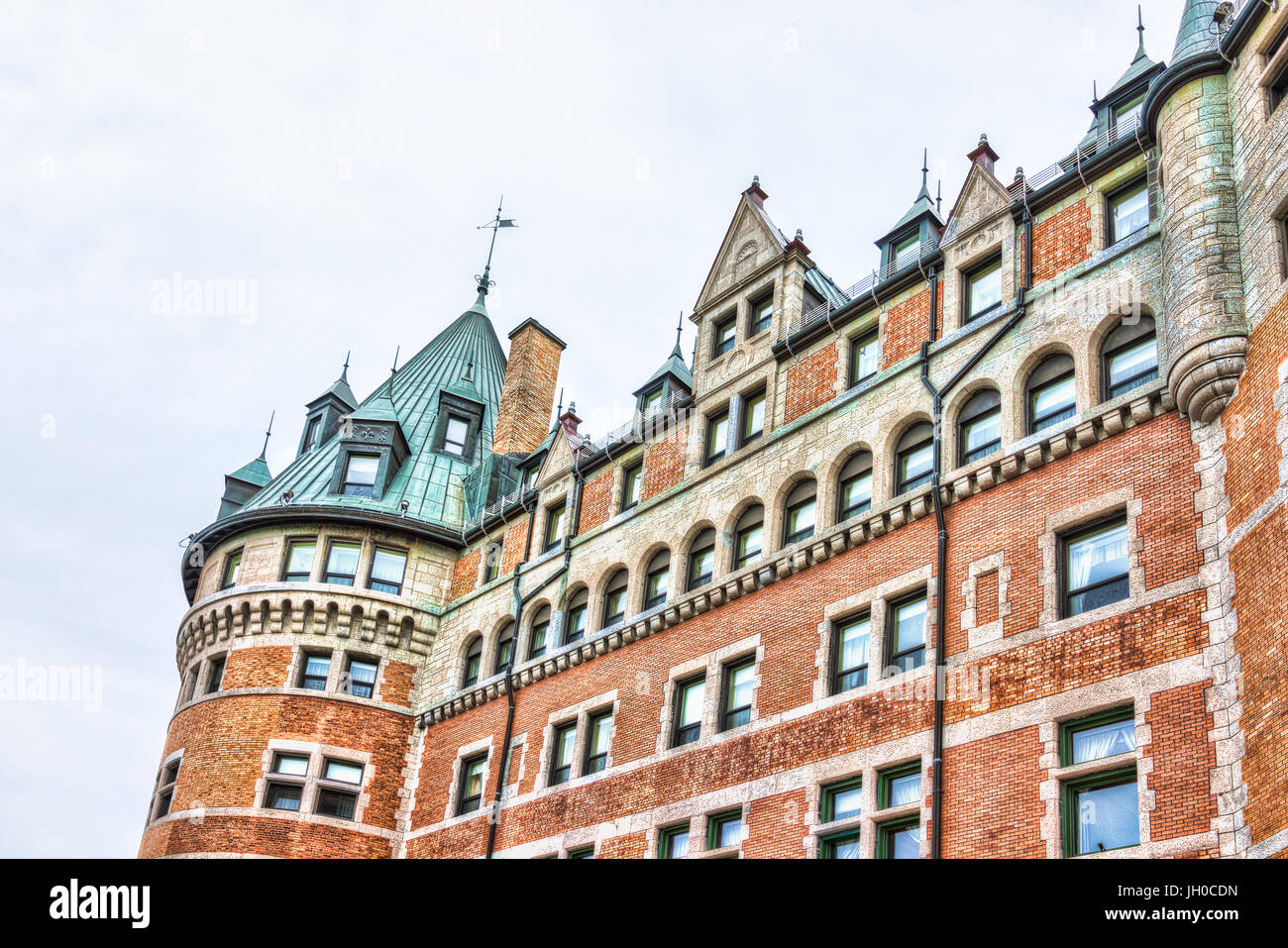 Quebec City, Canada - May 29, 2017: Old town view of hotel Fairfmont ...