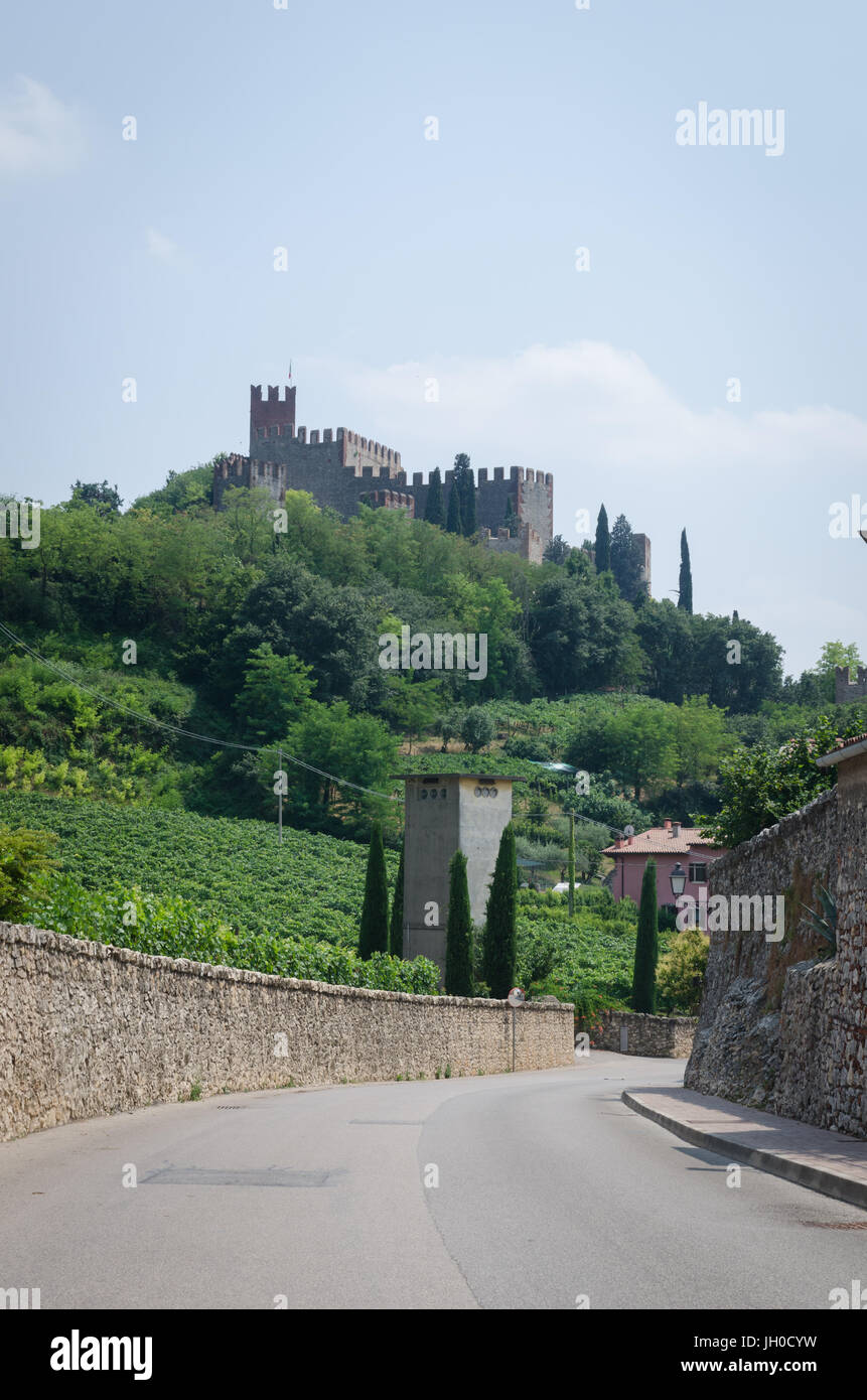 Castello di Soave in the wine producing town of Soave, Italy Stock ...