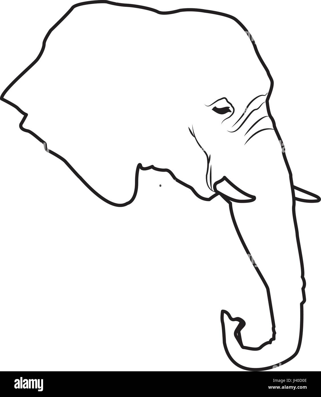 Elephant Head Side View Outline