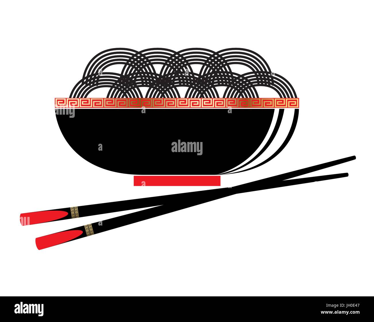 Chinese bowl with colors and chopsticks isolated Stock Vector Image ...