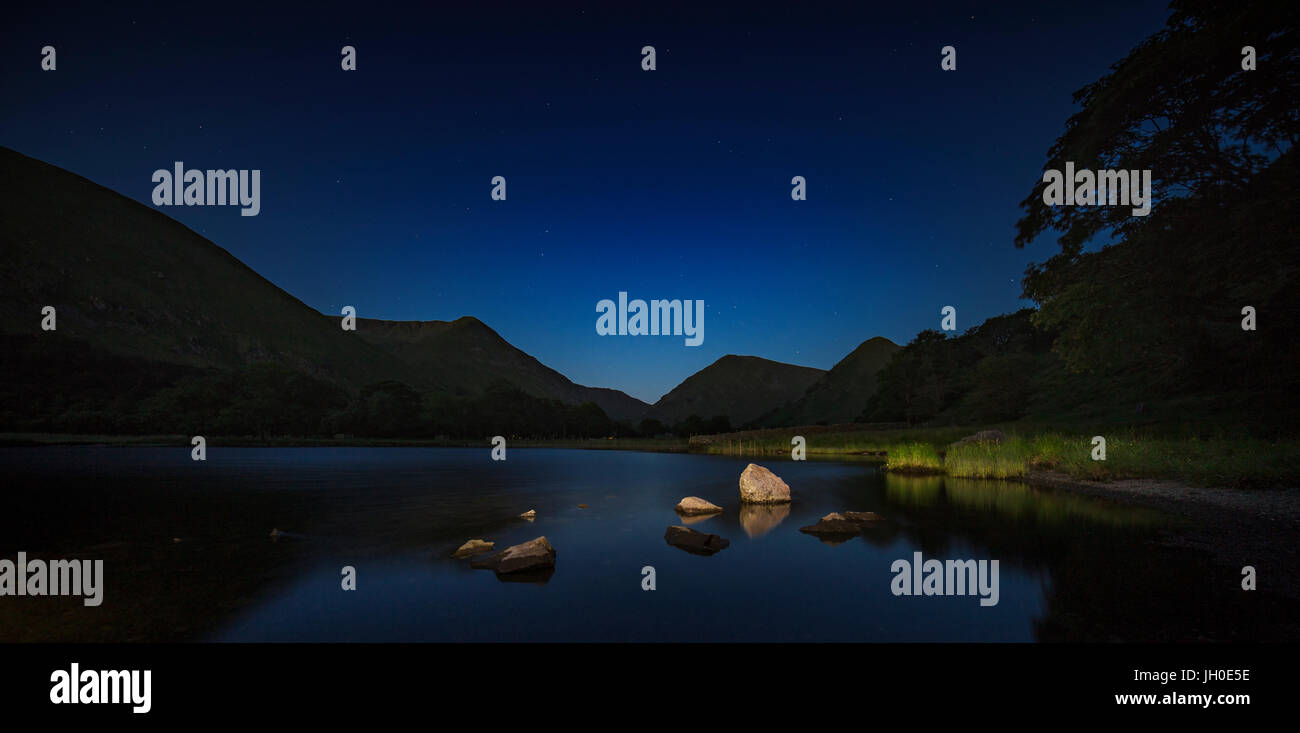 Brothers Water Lake at Night, Lake District National Park Stock Photo ...