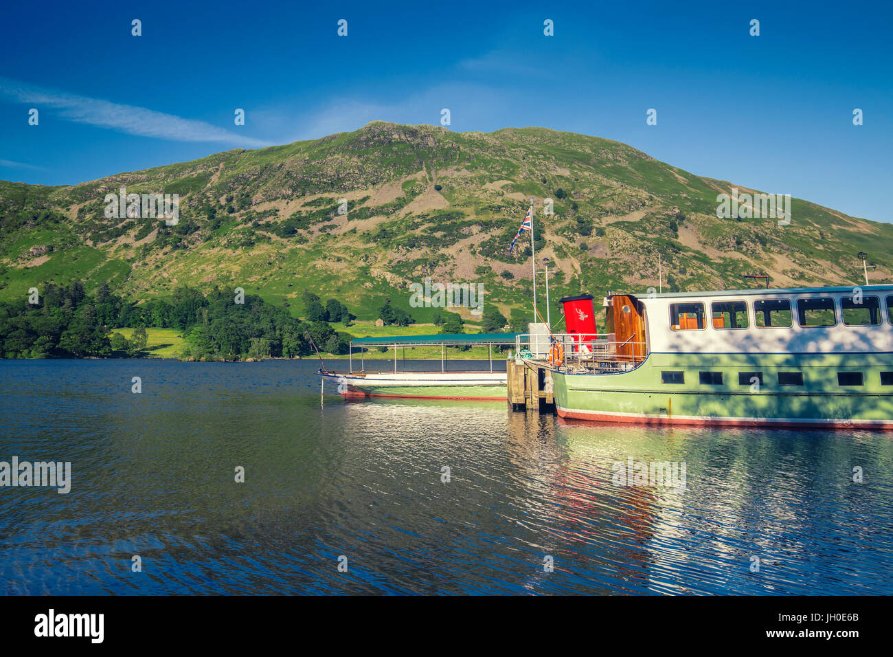 Ullswater Steamer Boats on Bright Sunny Day, Lake District National ...