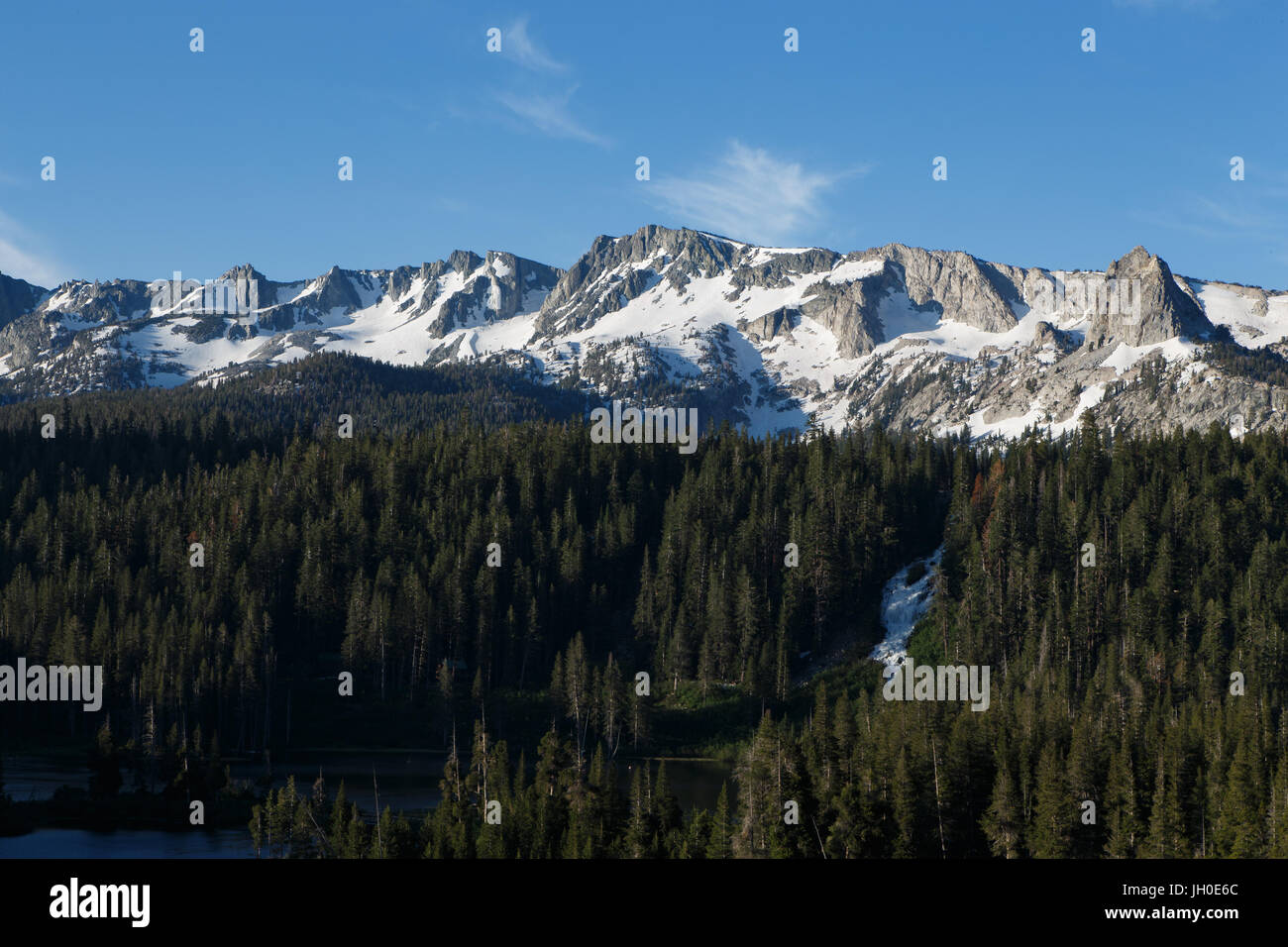 A view of the Mammoth Crest range and Twin Falls, a waterfall that ...