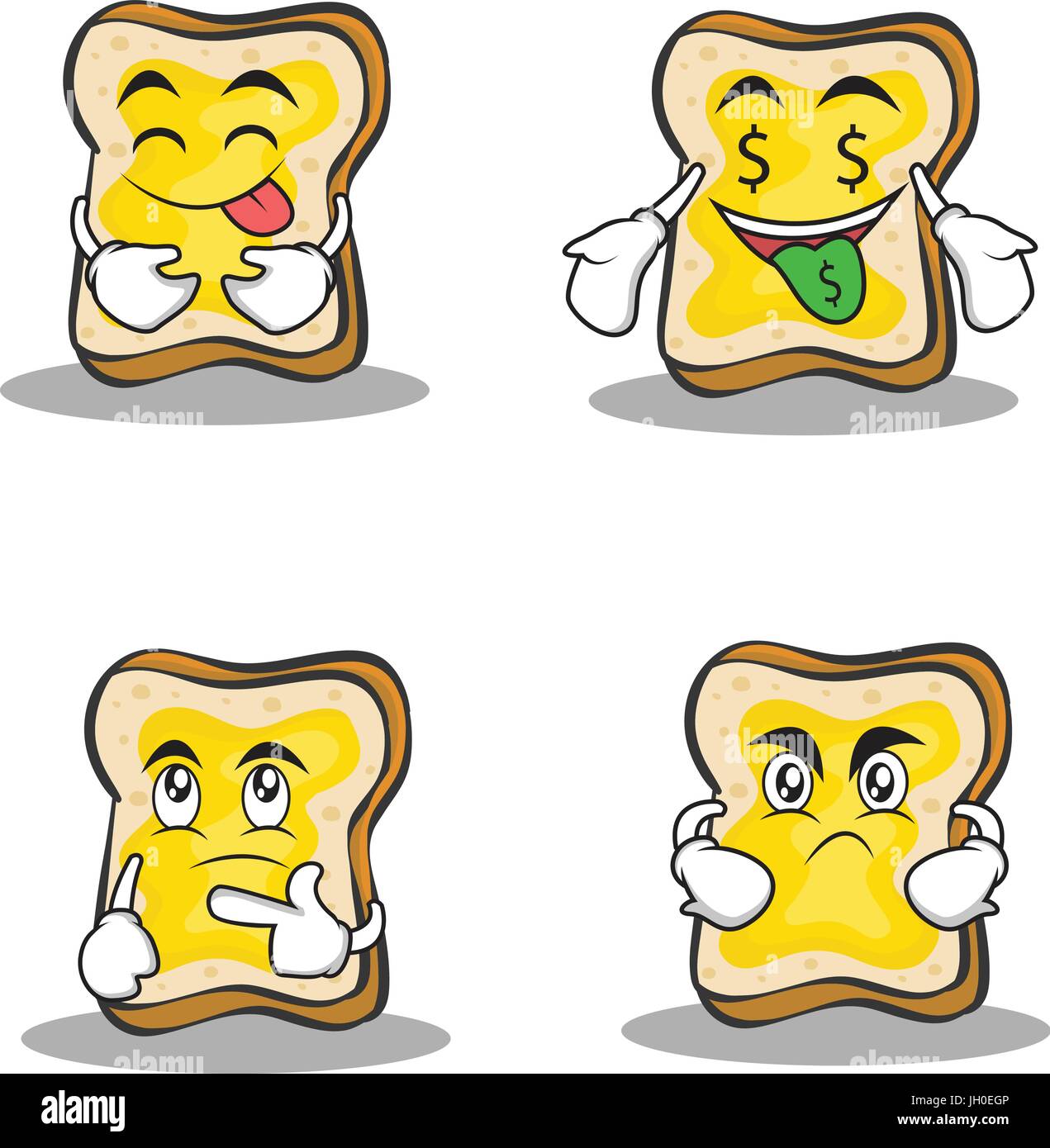 Collection of bread character cartoon set design Stock Vector Image ...