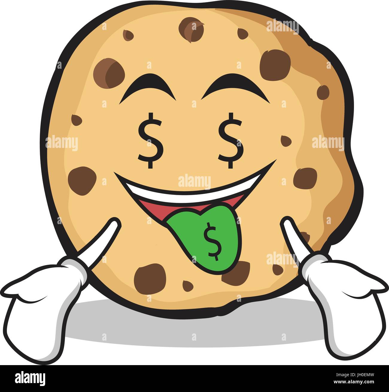 Money mouth face sweet cookies character cartoon Stock Vector Image ...