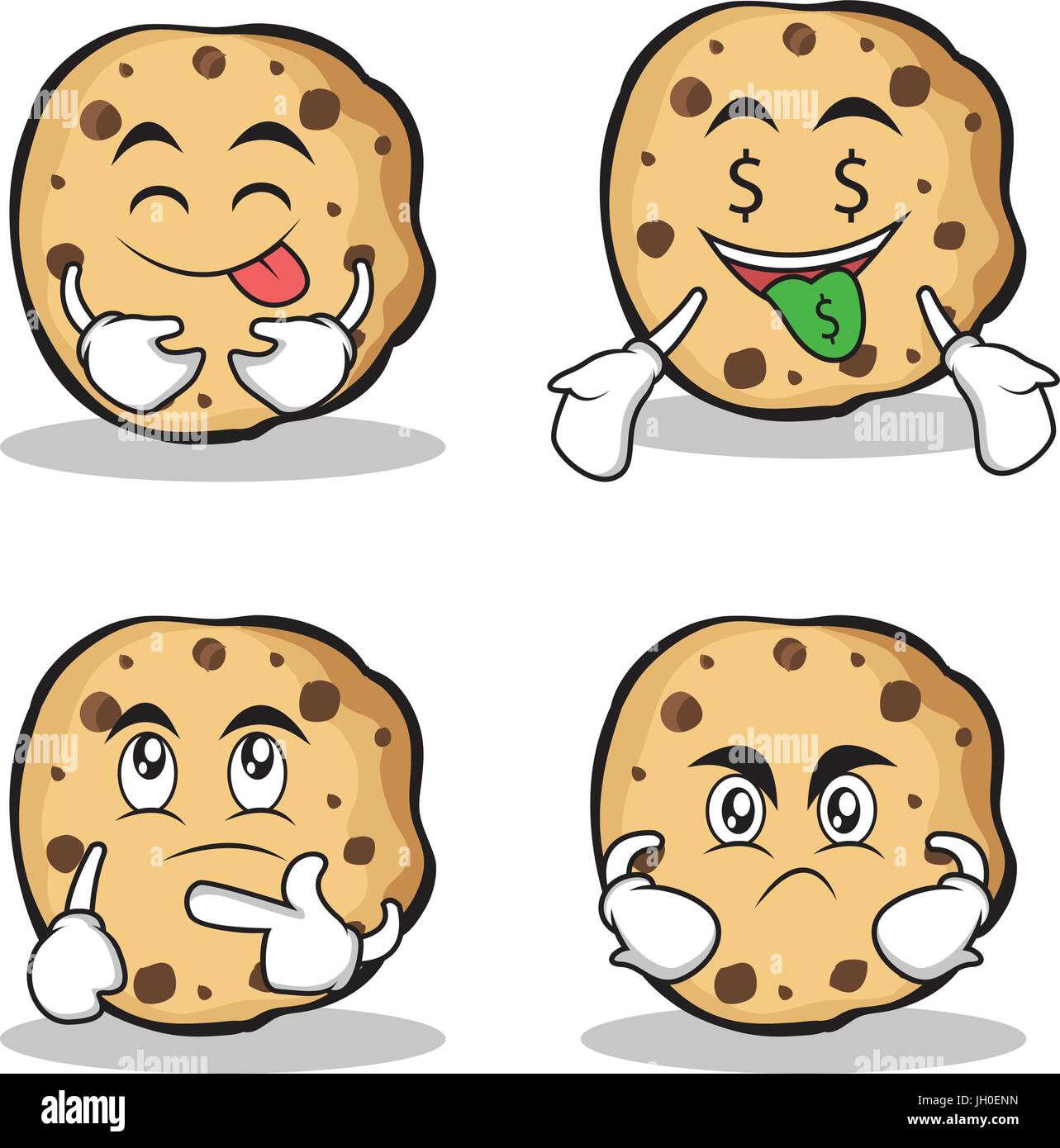 Collection of sweet cookies character cartoon set Stock Vector Image ...
