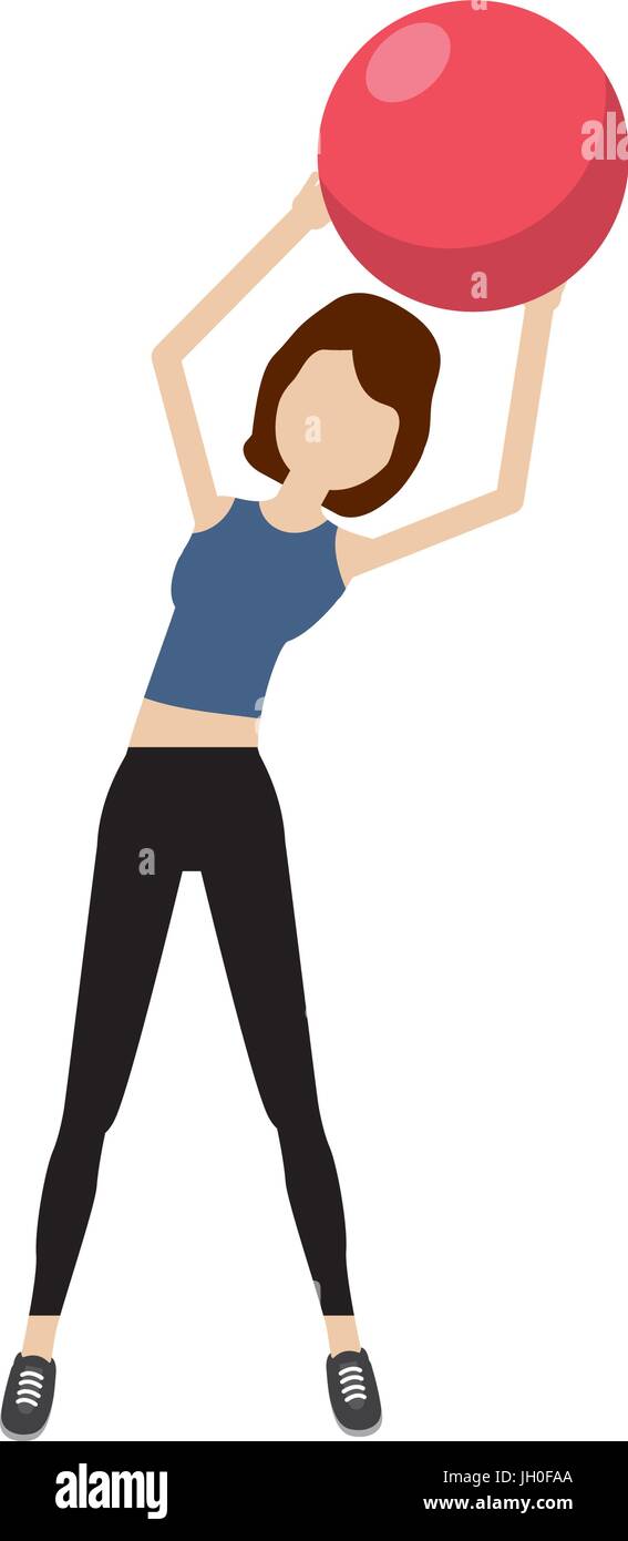 healthy woman doing exercise with ball Stock Vector Image & Art - Alamy