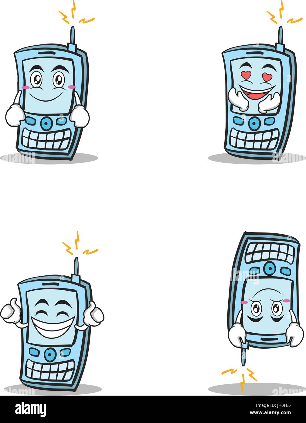 Collection phone character cartoon style set Stock Vector Image & Art ...