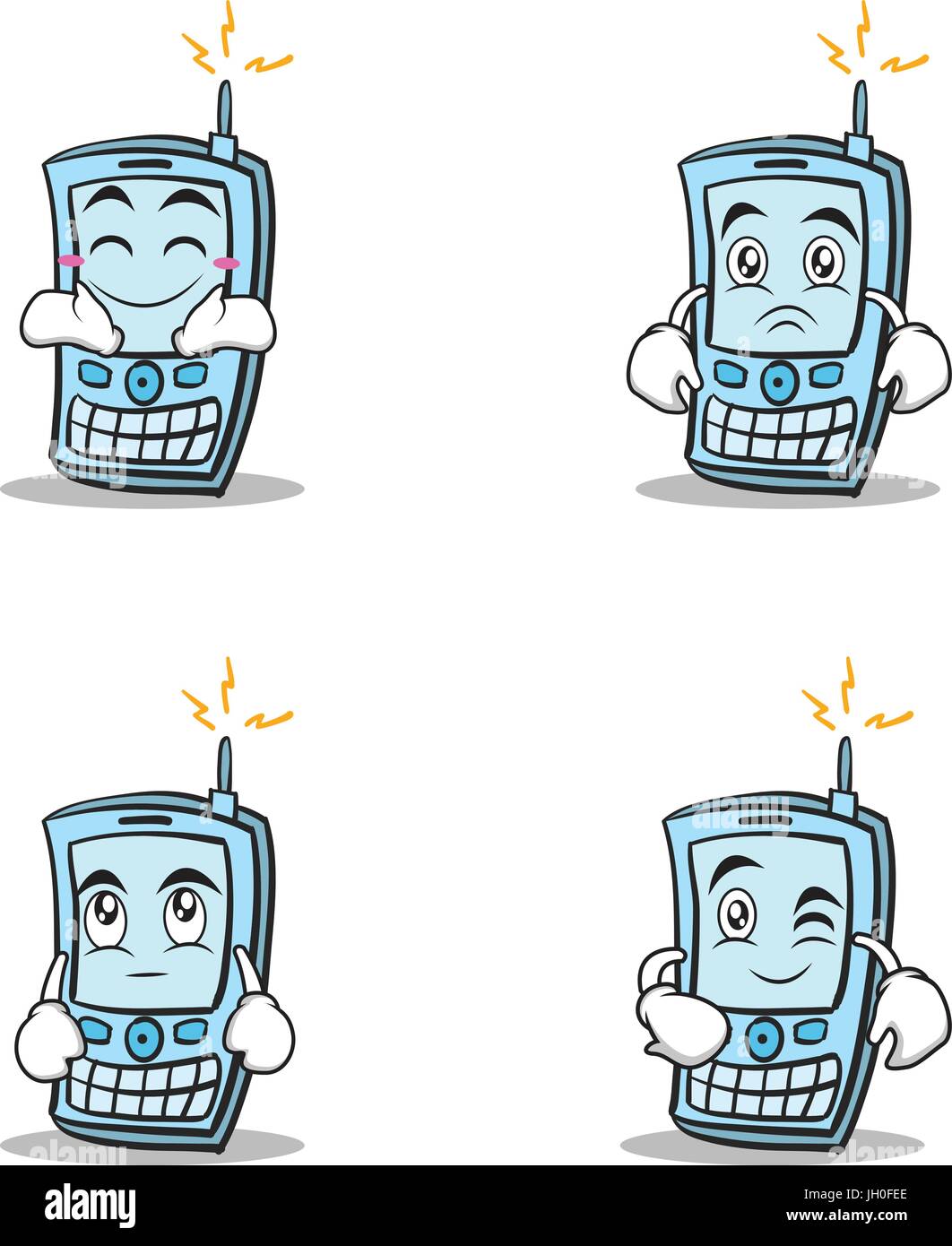 Set phone character cartoon style collection Stock Vector Image & Art ...