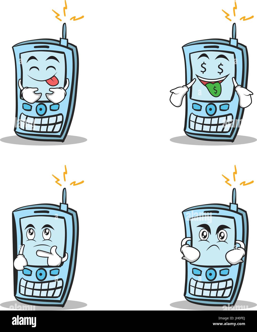 Collection set of phone character cartoon style Stock Vector Image ...