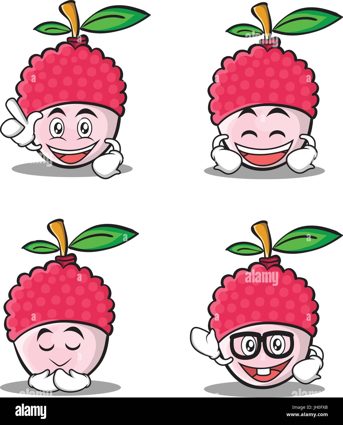 Set of lychee cartoon character style collection Stock Vector Image ...
