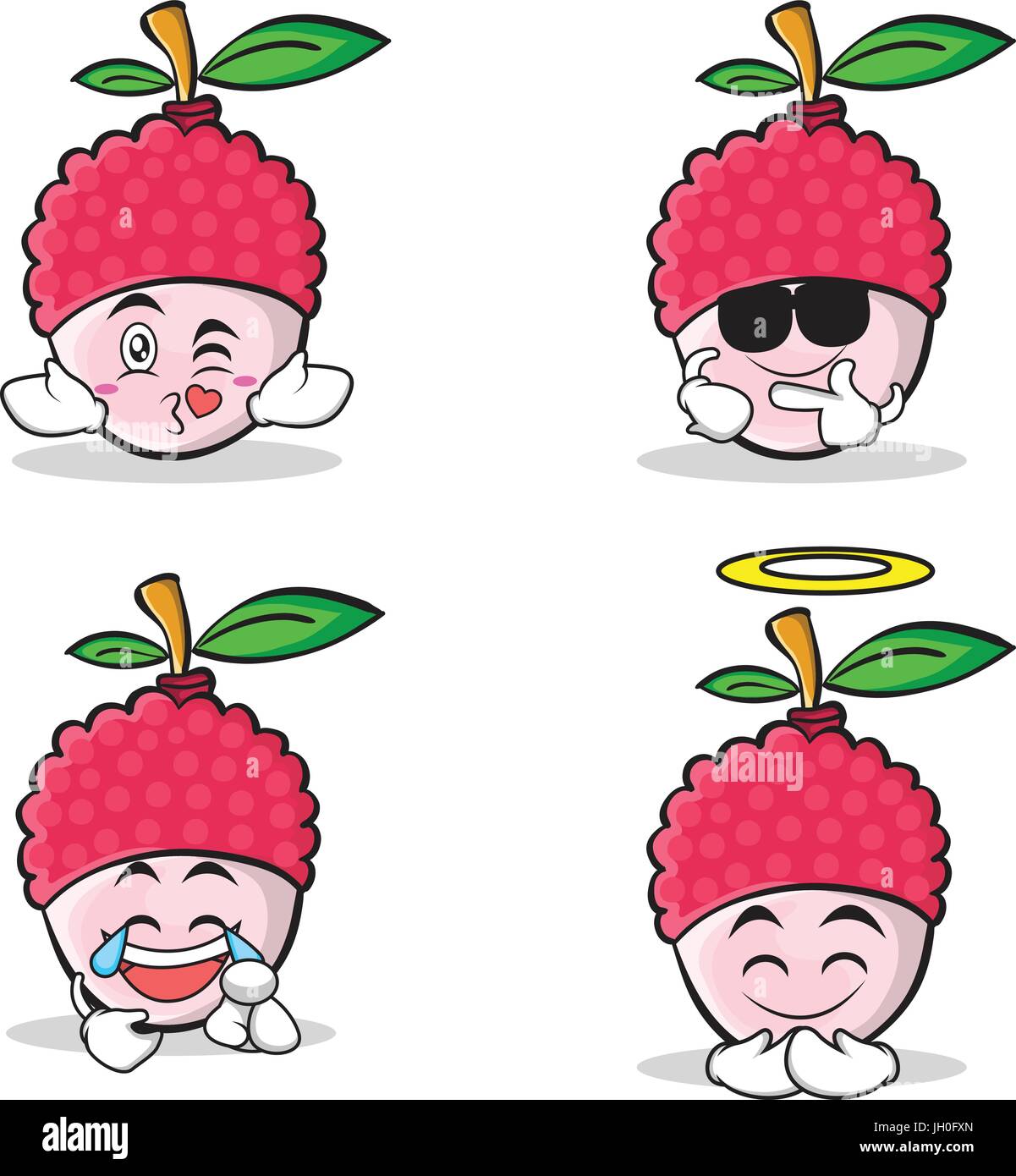 Collection set of lychee cartoon character style Stock Vector Image ...