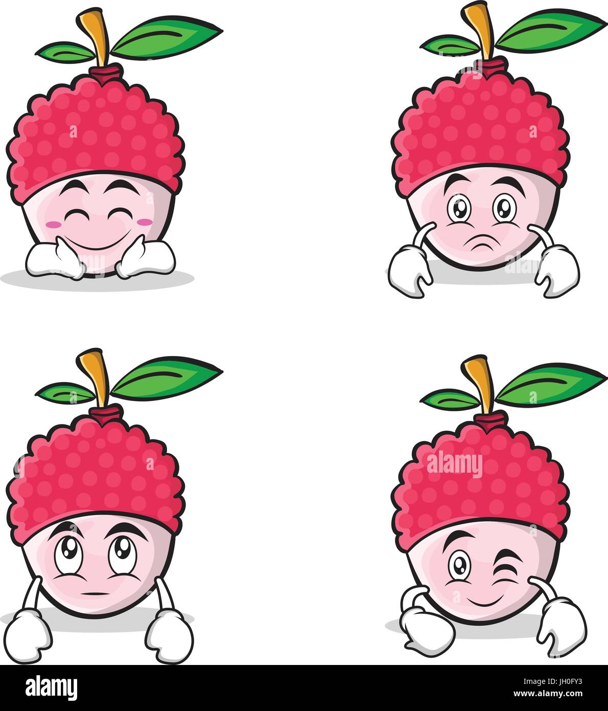 Collection of lychee cartoon character style set Stock Vector Image ...