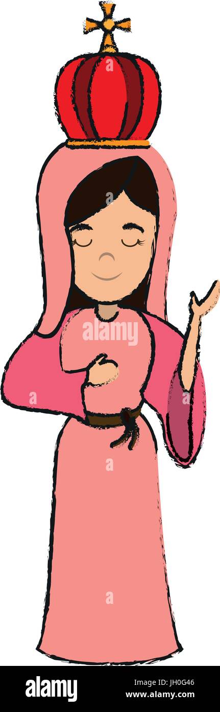virgin mary with crown holy family icon image Stock Vector Image & Art ...