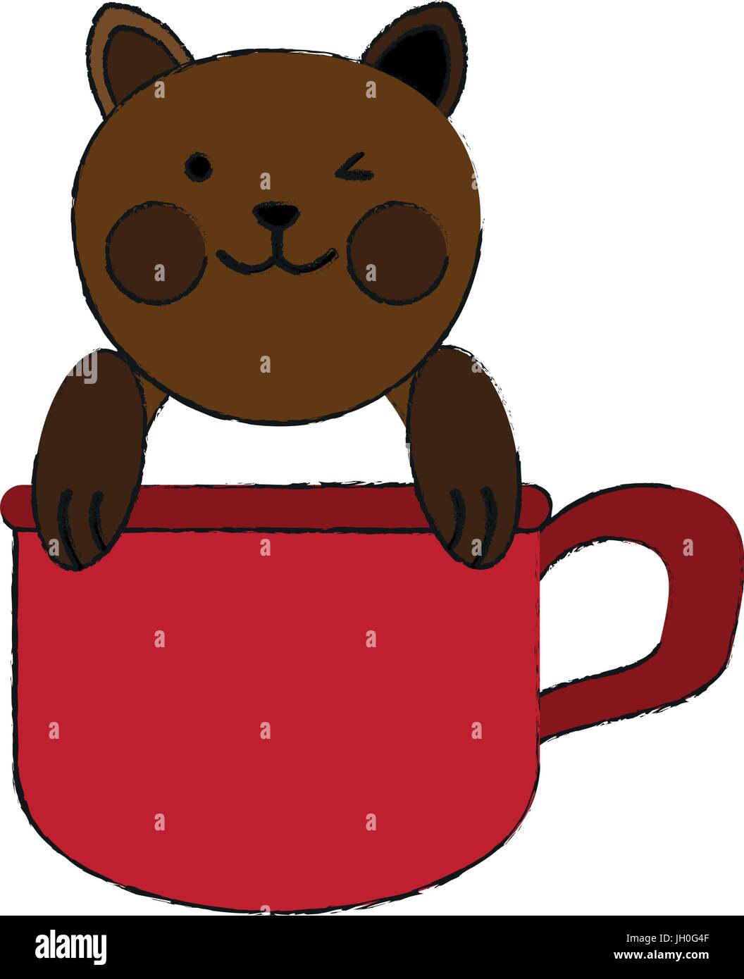 cat inside cup cartoon pet animal icon image Stock Vector Image & Art ...