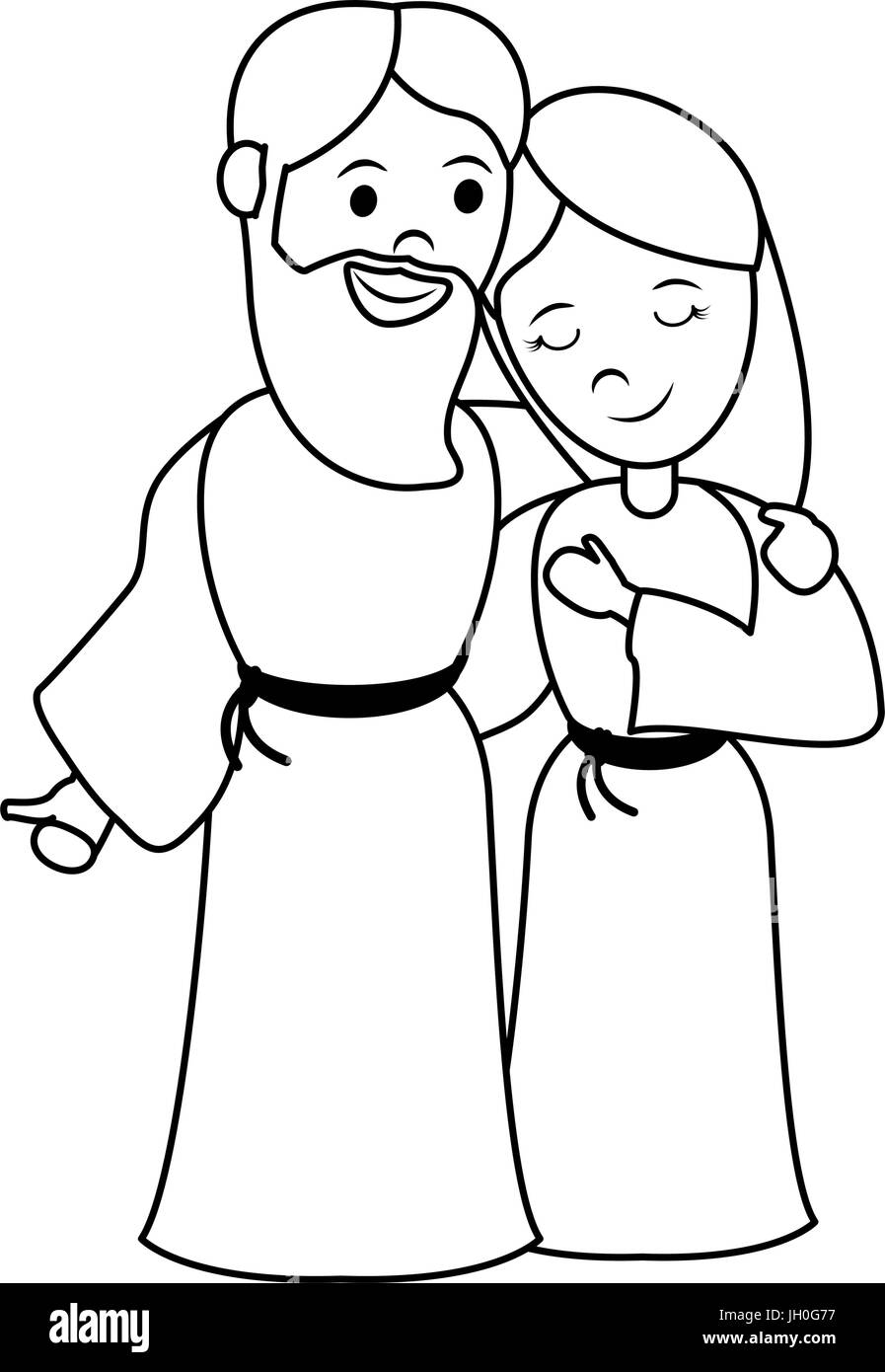 Mary And Joseph Clipart Black And White