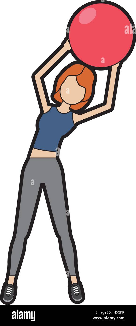 healthy woman doing exercise with ball Stock Vector Image & Art - Alamy