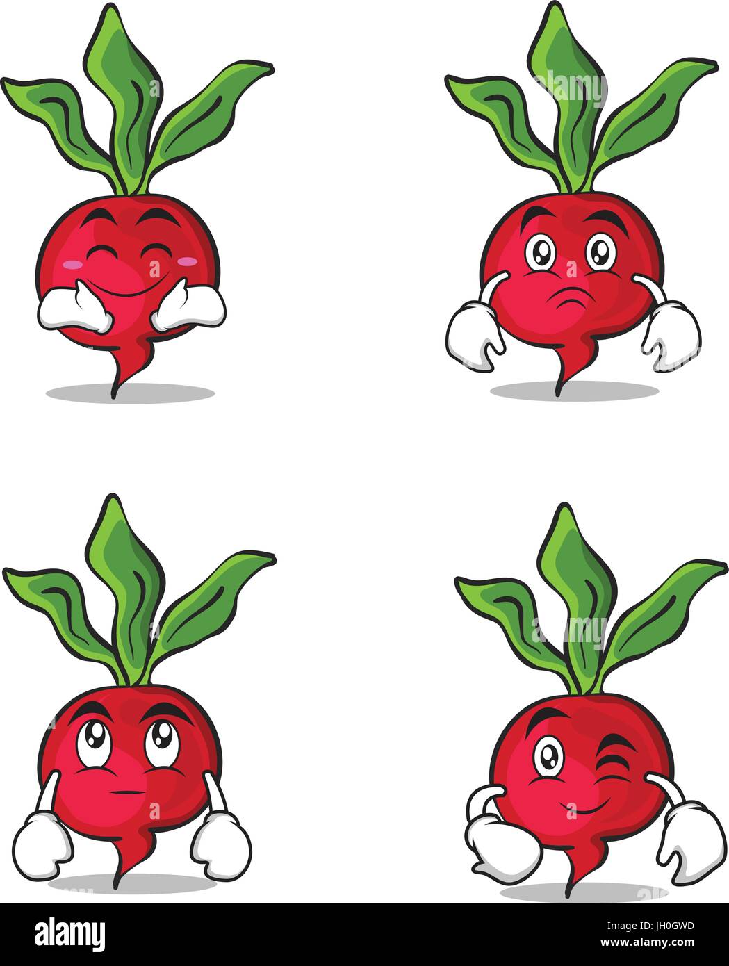 Collection radish character cartoon style set Stock Vector Image & Art ...