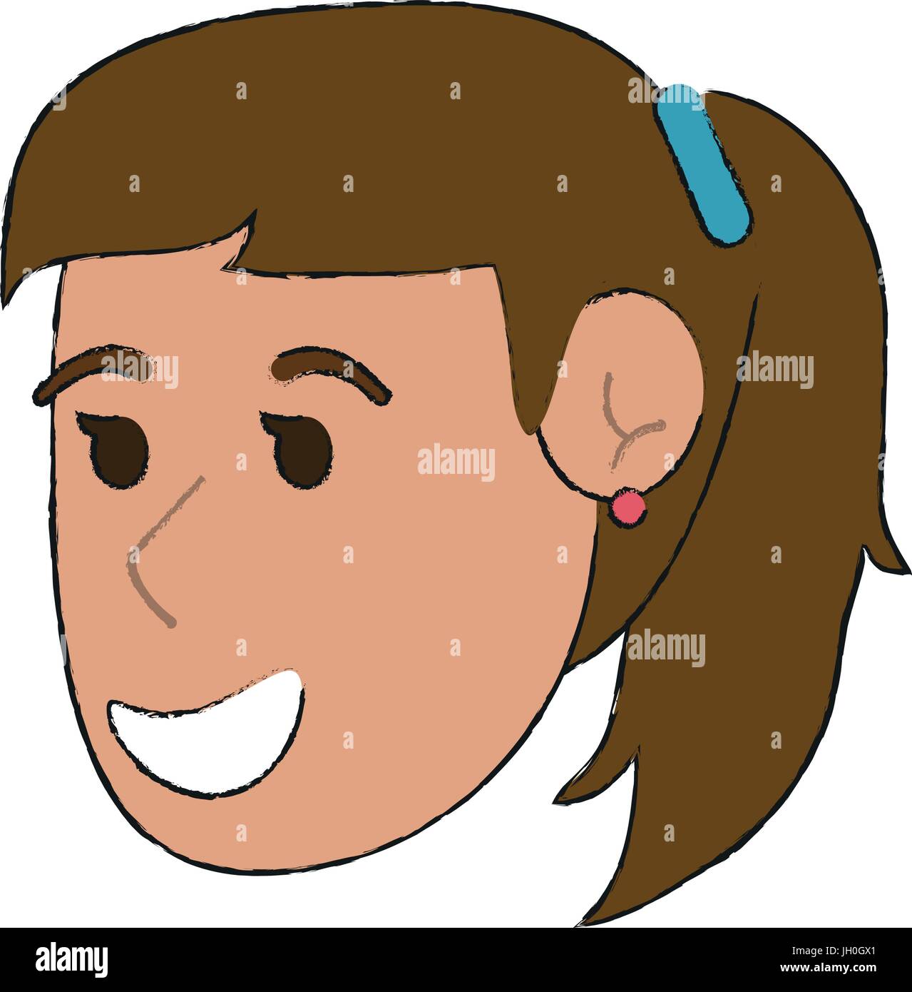 happy smiling woman with hair in ponytail cartoon icon image Stock ...