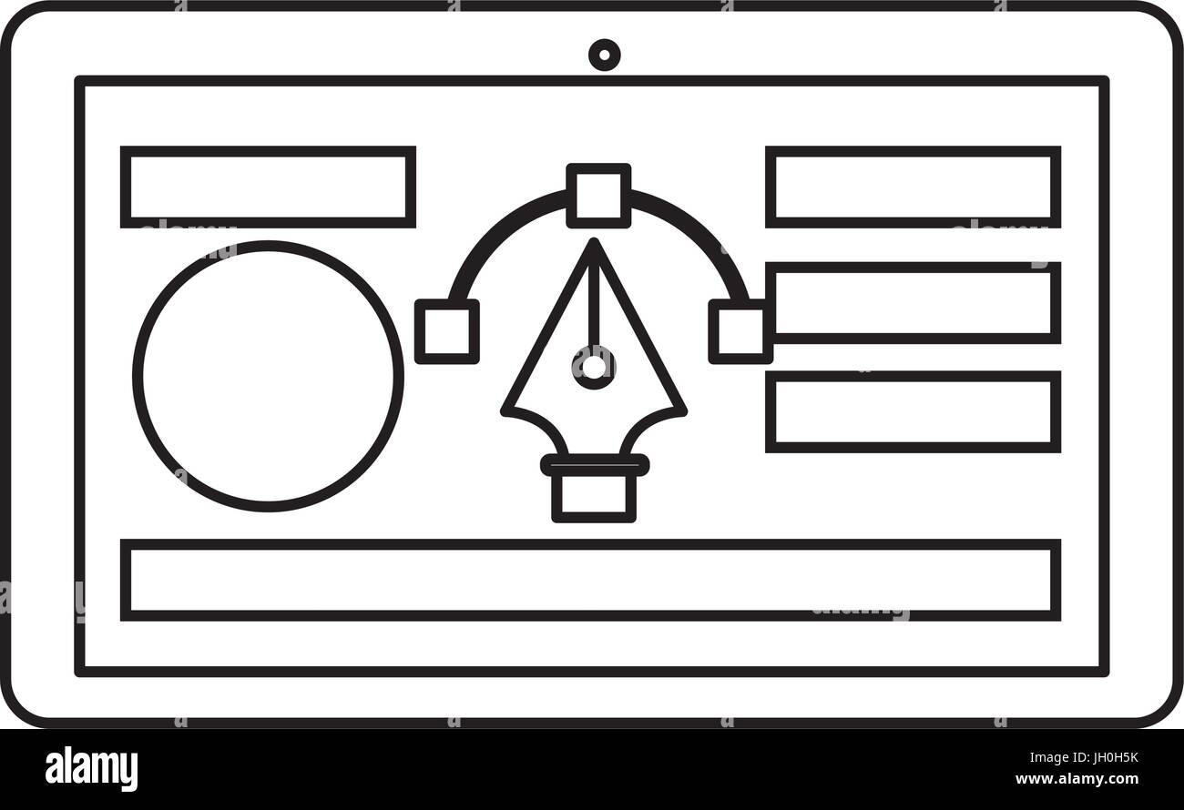 line tablet with business website and arrow cursor Stock Vector Image ...