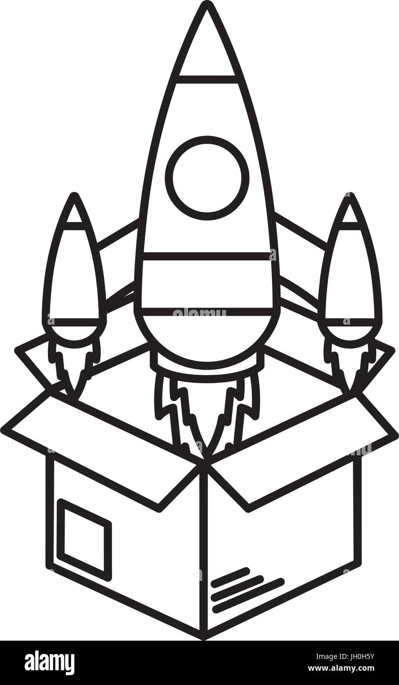 line box with technology rocket out side Stock Vector Image & Art - Alamy